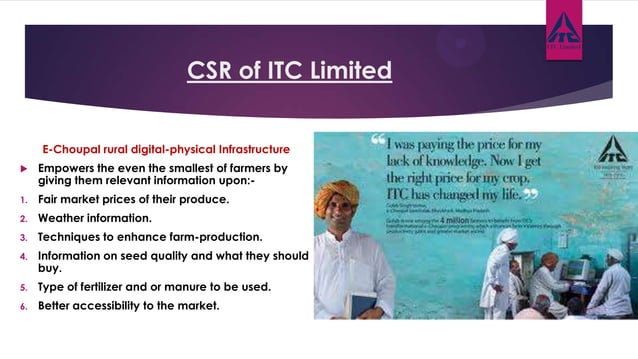 CSR on ITC Ltd. | PPTX | Agriculture | Industries