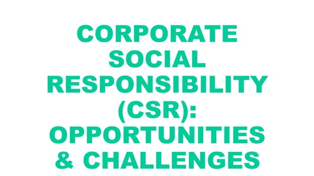 CSR ; Opportunities and challenges for NGOs | PPT