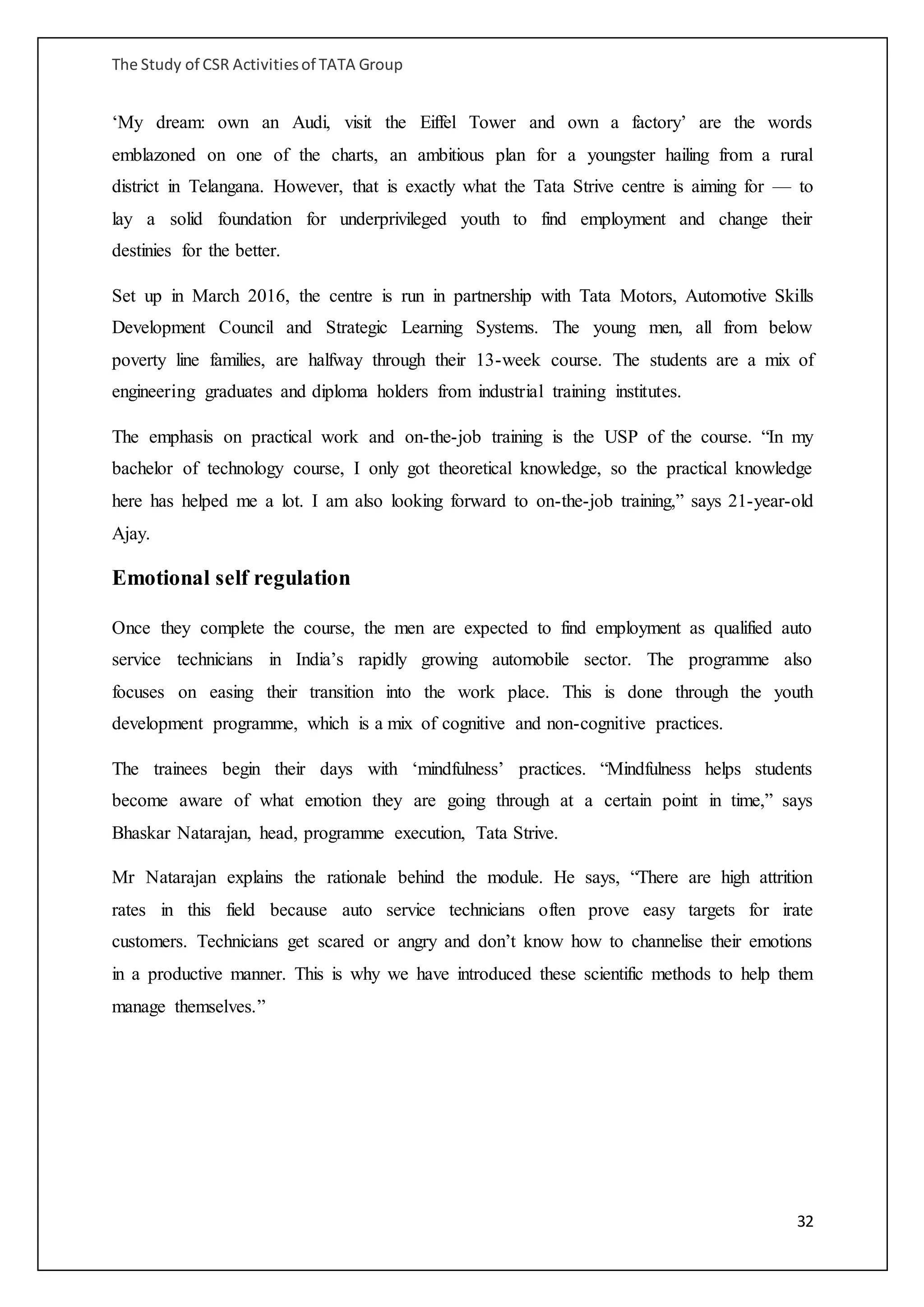 Corporate Social Responsibility Activities of Tata Group | DOCX