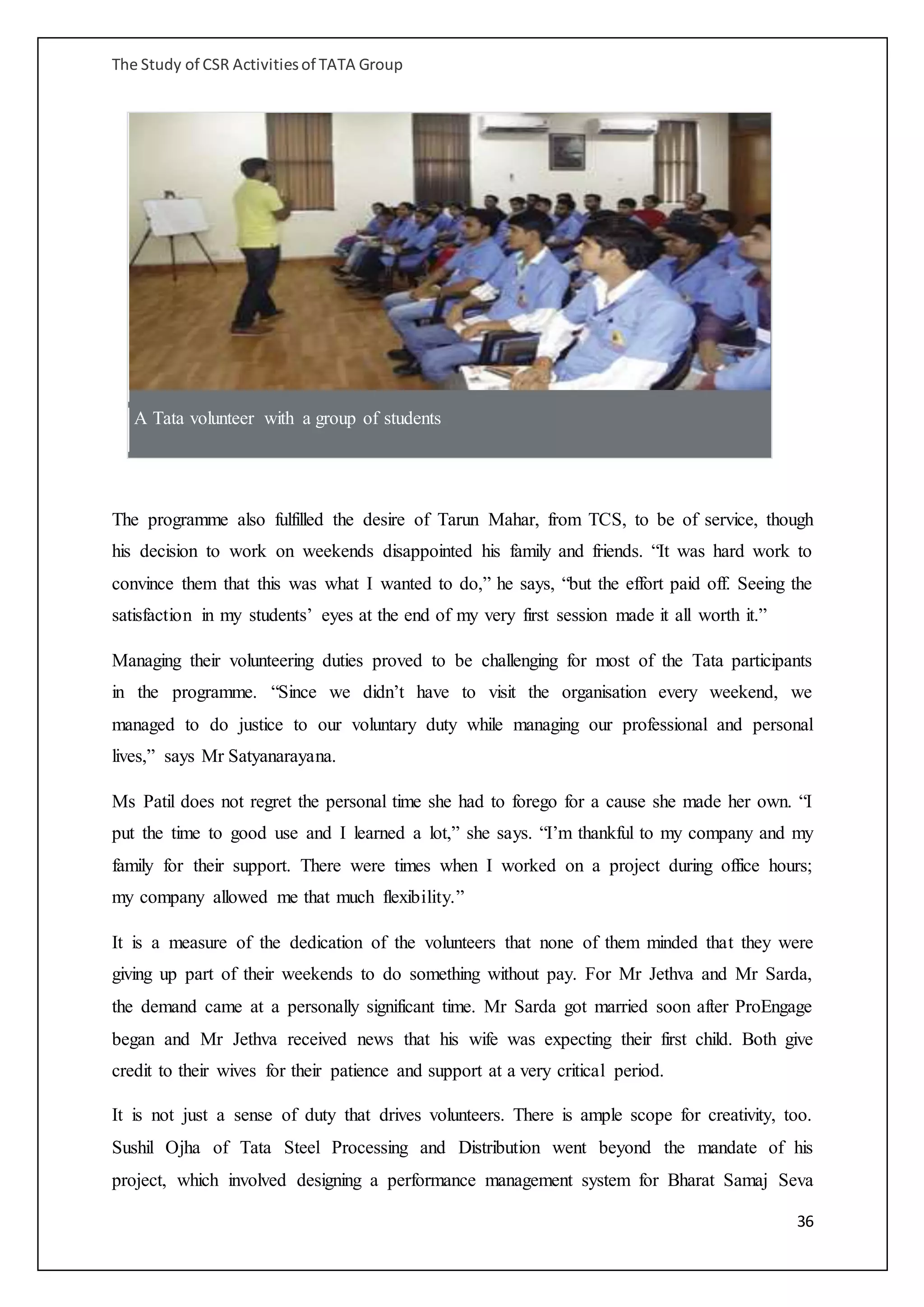 Corporate Social Responsibility Activities of Tata Group | DOCX
