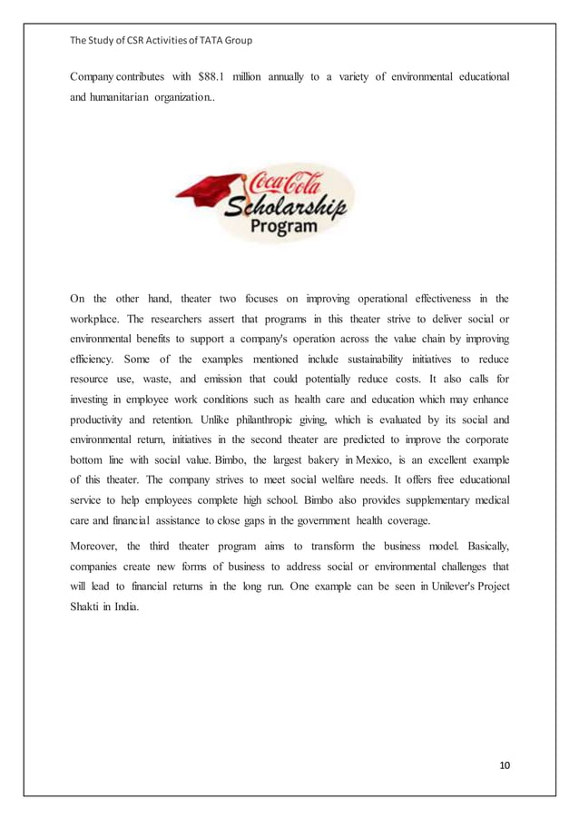 Corporate Social Responsibility Activities of Tata Group | DOCX