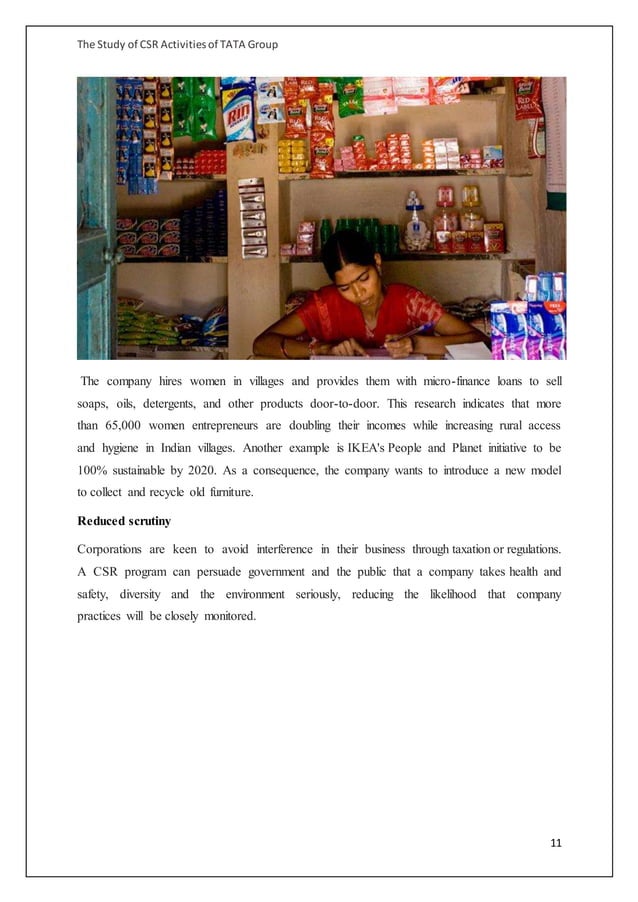 Corporate Social Responsibility Activities of Tata Group | DOCX