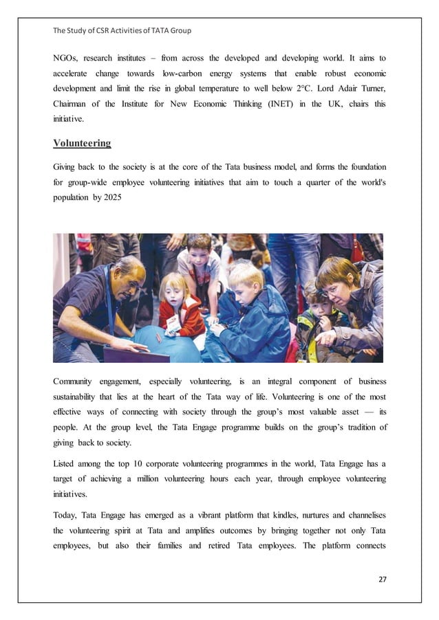 Corporate Social Responsibility Activities of Tata Group | DOCX