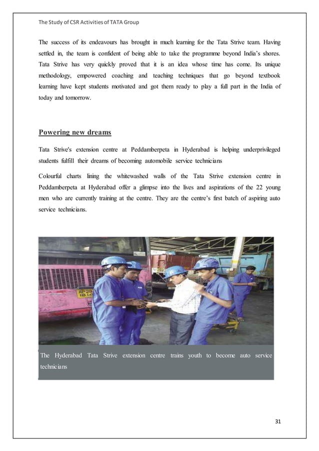 Corporate Social Responsibility Activities of Tata Group | PDF
