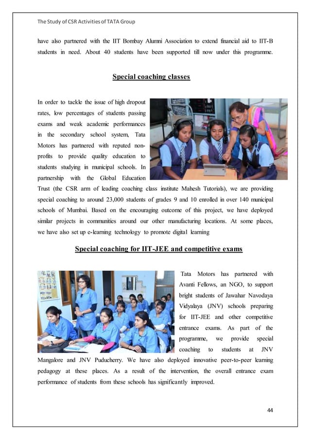 Corporate Social Responsibility Activities of Tata Group | PDF