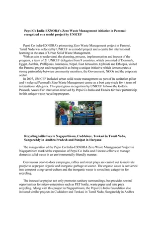 Csr pepsi co india | DOCX