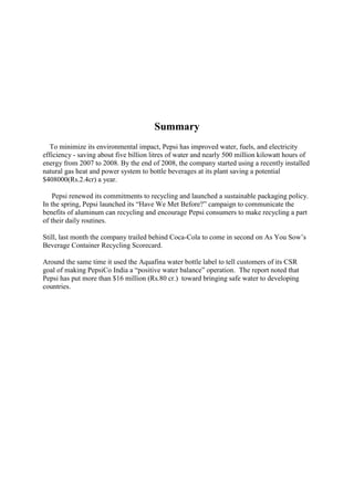 Csr pepsi co india | PDF