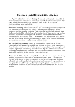 Csr pepsi co india | PDF