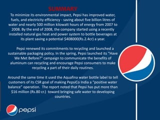 Csr policy of pepsico india | PPTX