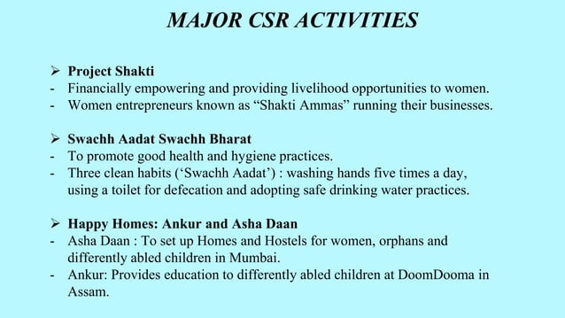 CSR ACTIVITIES OF HINDUSTAN UNILEVER | PPTX