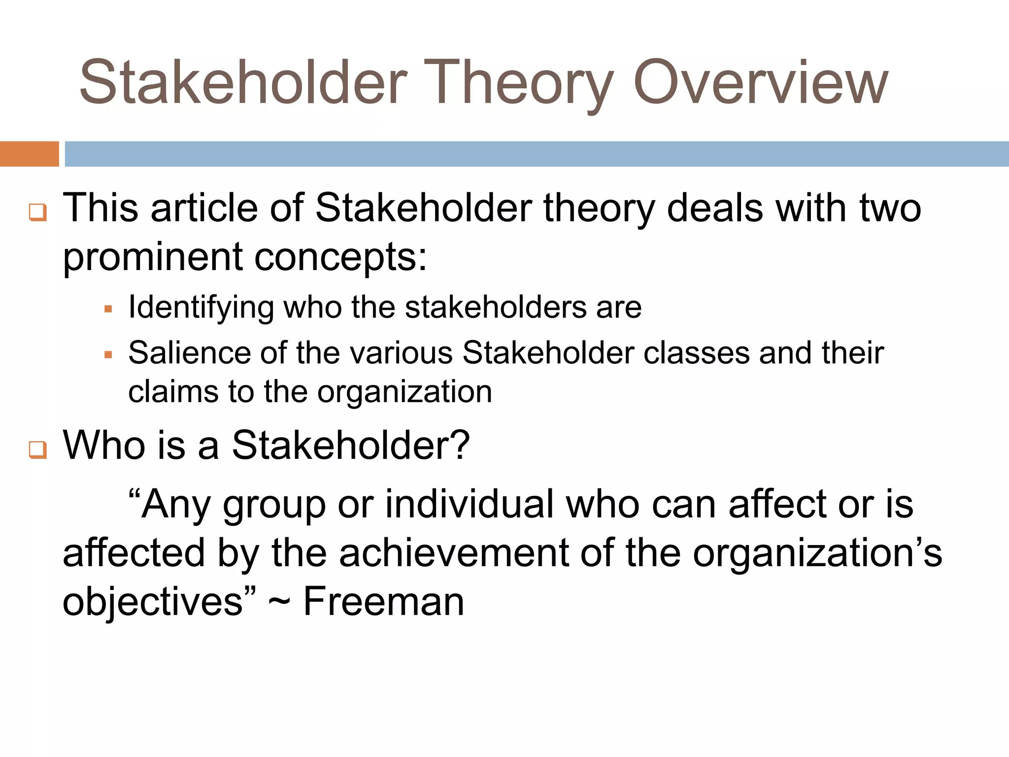 CSR Presentation by Group 3 - Stakeholder theory | PPTX
