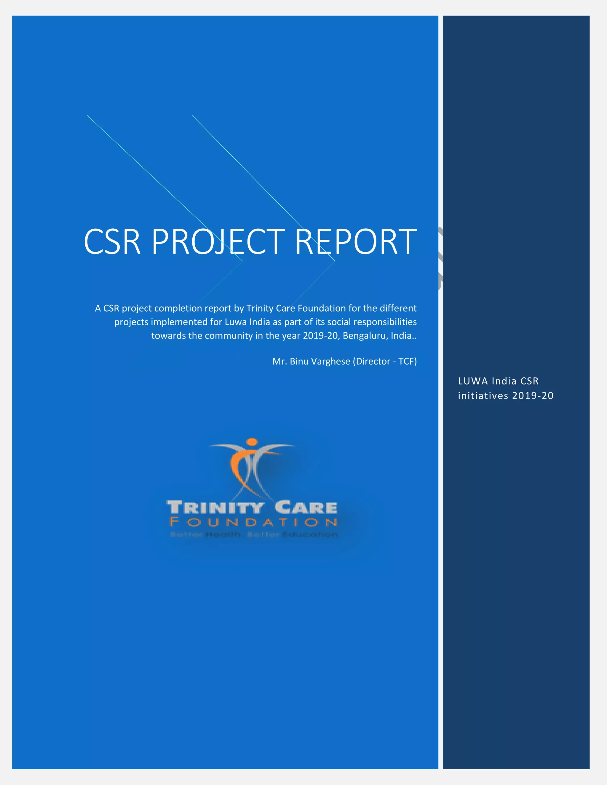 CSR Project Report on Luwa India 2019-2020 | PDF