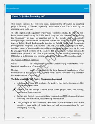 CSR Project Report on Luwa India 2019-2020 | PDF