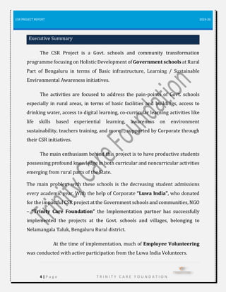 CSR Project Report on Luwa India 2019-2020 | PDF