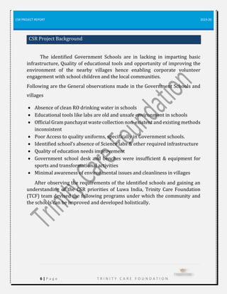 CSR Project Report on Luwa India 2019-2020 | PDF