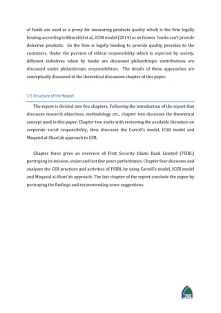 CSR PRACTICES OF FIRST SECURITY ISLAMI BANK LIMITED (FSIBL) | PDF