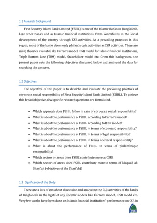 CSR PRACTICES OF FIRST SECURITY ISLAMI BANK LIMITED (FSIBL) | PDF