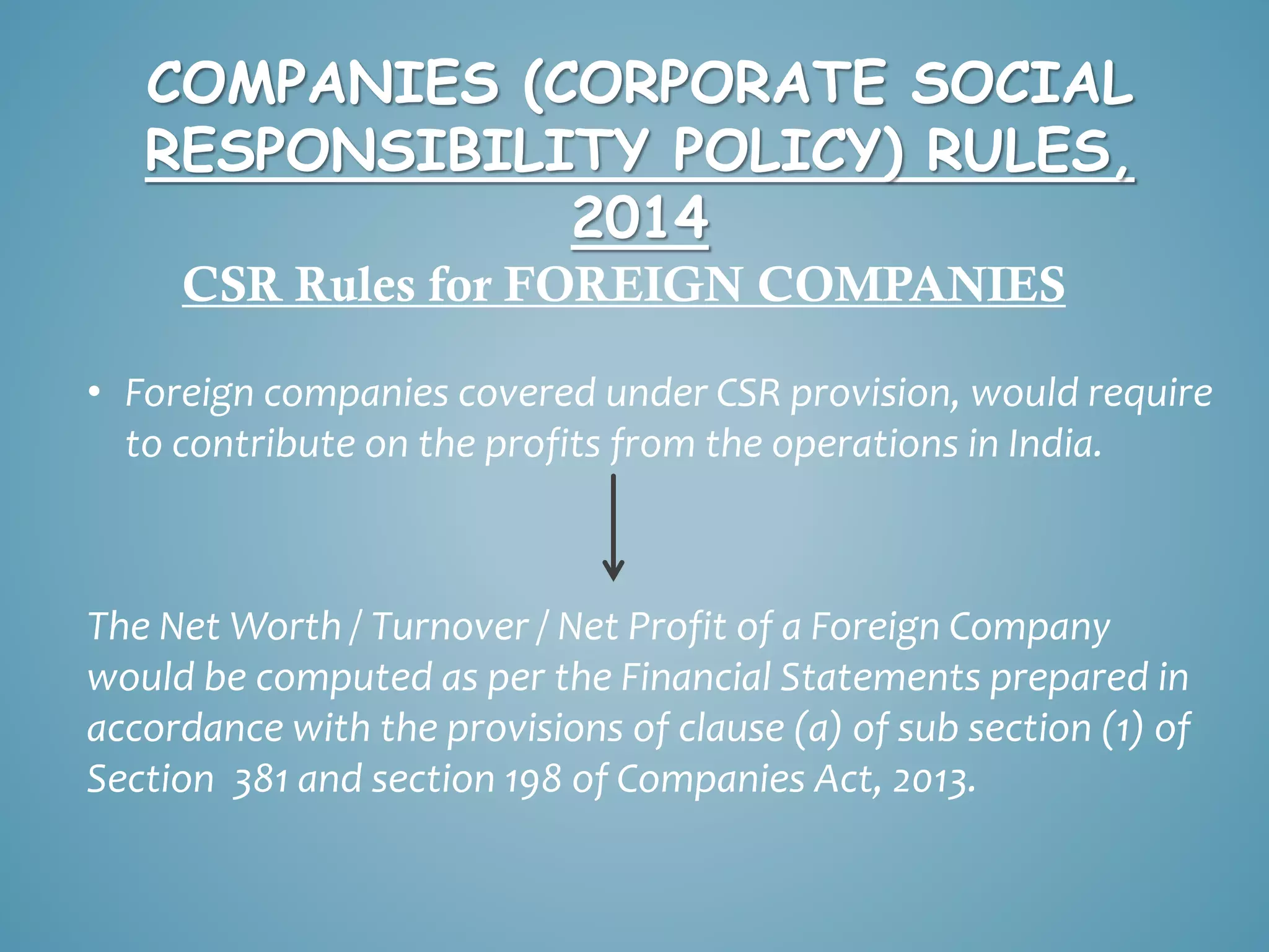 COMPANY ( CORPORATE SOCIAL RESPONSIBILITY POLICY ) RULES 2014 | PPTX