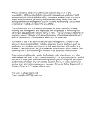 Csr towards the worker of waste management | PDF