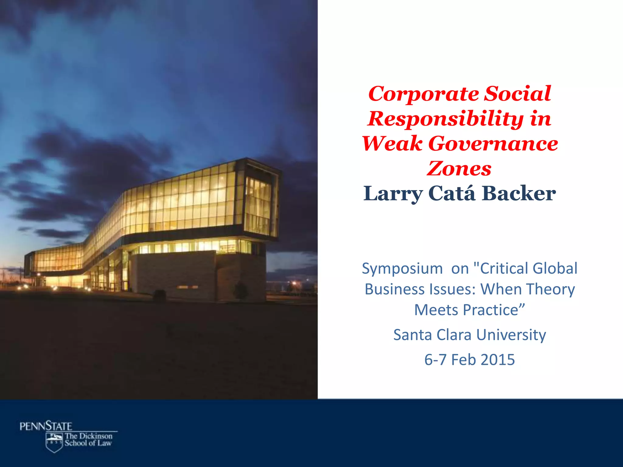 Corporate Social Responsibility in Weak Governance Zones | PPT