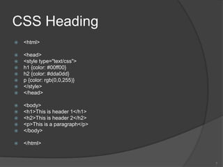 Css, CaseCading Style Sheet | PPTX | Web Design and HTML | Internet