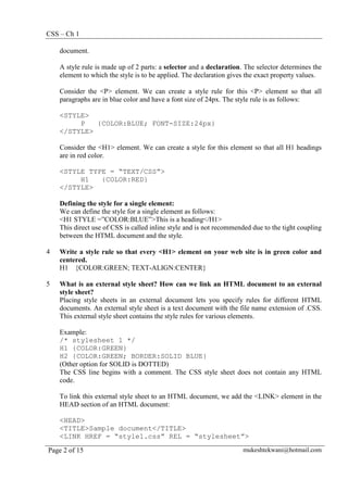 Cascading Style Sheets | PDF