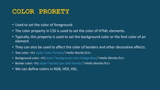 CSS Topic wise Short notes ppt by Navya.E | PPTX