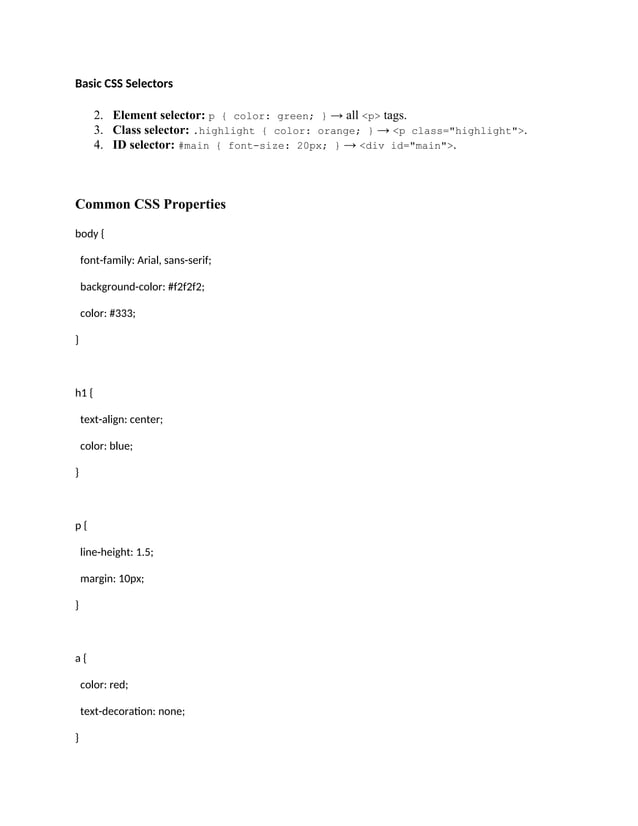 Cascading Styles Sheets Overview Docx