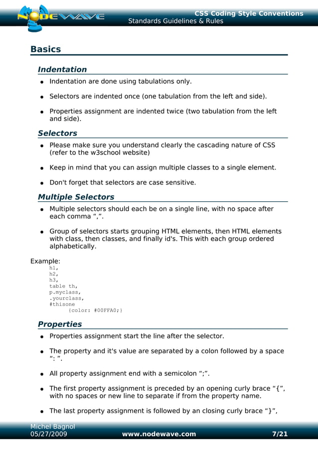 Css coding-style-conventions--standards-guidelines-rules-v1.3 | PDF