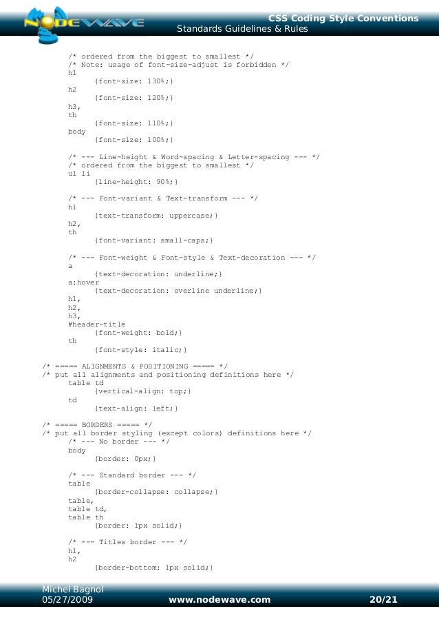 Css Coding Style Conventions Standards Guidelines Rules V1 3