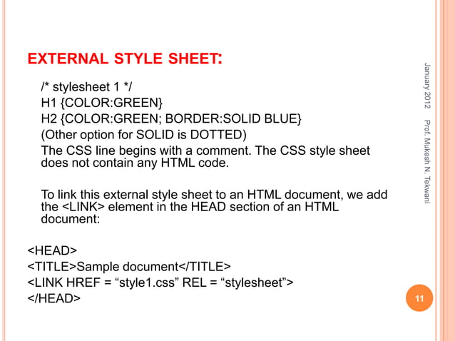 CSS-Cascading Style Sheets - Introduction | PPSX | Web Design and HTML | Internet