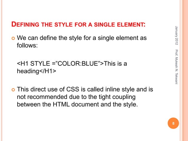 Css Cascading Style Sheets Introduction Ppsx Web Design And Html Internet