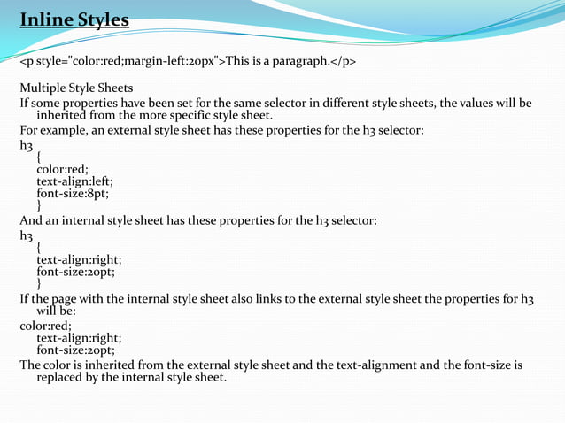 CSCADING style sheet. Internal external inline | PPT