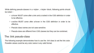 Css pseudo classes | PPTX | Web Design and HTML | Internet