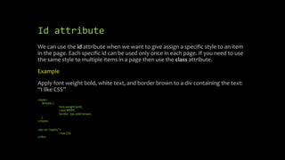 CSS Selectors: element, class, id | PPTX