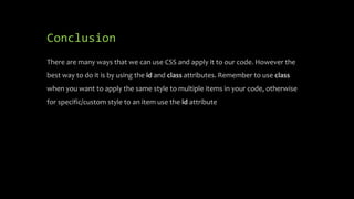 CSS Selectors: element, class, id | PPTX
