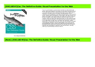 [EXCLUSIVE]Css: The Definitive Guide: Visual Presentation for the Web