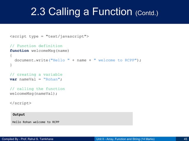CSS Unit II - Array, Function and String | PPT
