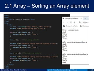 CSS Unit II - Array, Function and String | PPT