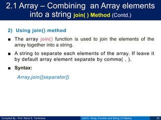 CSS Unit II - Array, Function and String | PPT