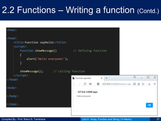 CSS Unit II - Array, Function and String | PPT