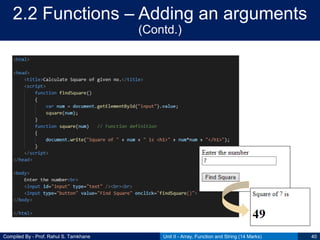 CSS Unit II - Array, Function and String | PPT
