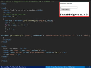 CSS Unit II - Array, Function and String | PPT
