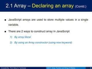 CSS Unit II - Array, Function and String | PPT