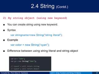 CSS Unit II - Array, Function and String | PPT