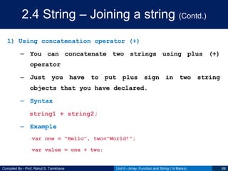 CSS Unit II - Array, Function and String | PPT