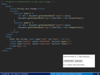 CSS Unit II - Array, Function and String | PPT