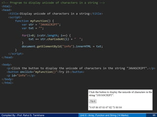 CSS Unit II - Array, Function and String | PPT