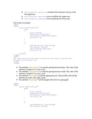 Css 1 | DOC | Web Design and HTML | Internet