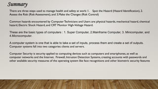 OCCUPATIONAL AND HEALTH SAFERTY PROTOCOLS AND COMPUTER SECURITY ISSUES ...